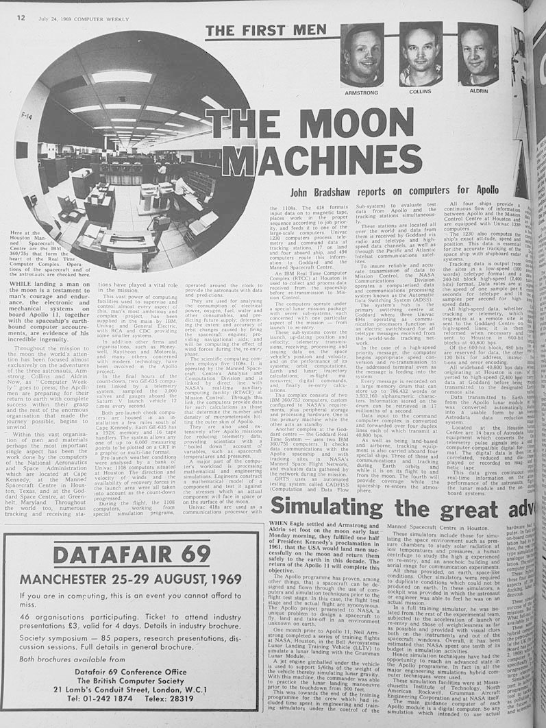 Apollo 11, 50th anniversary: Computer Weekly, July 24 1969 edition ...